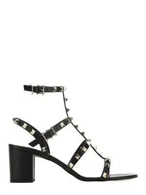 Valentino Garavani Leather Rockstud Sandals - Black