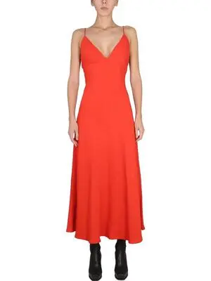 Stella McCartney Maxi V-neck Dress - Red