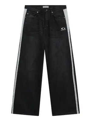 Balenciaga Denim Trousers With Dark And Black Trims - Brown