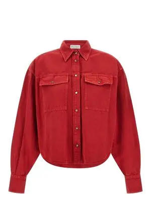 Brunello Cucinelli Cotton And Linen Shirt - Red