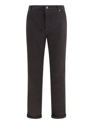 Brunello Cucinelli Jeans With Turn-up Hem - Brown