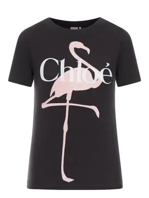 Chloé CHLOE Logo Cotton Jersey T-Shirt Black