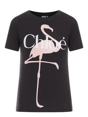Chloé Logo Cotton Jersey T-shirt - Black
