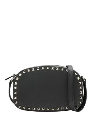 Valentino Garavani Rockstud Leather Camera Cross Body Bag - Black