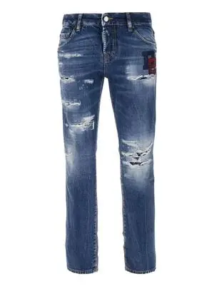 Dsquared2 Distressed Straight Leg Denim Jeans - Multicolor