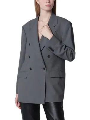 Tagliatore Wool And Silk Blend Double-breasted Blazer - Gray