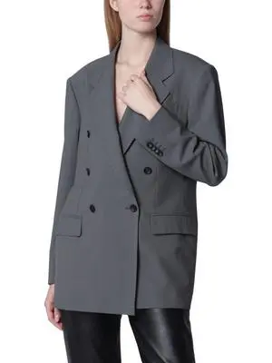 Tagliatore Wool And Silk Blend Double-breasted Blazer - Gray