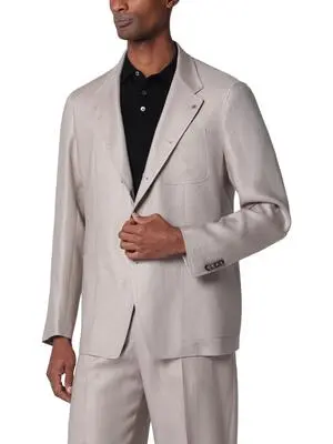 Tagliatore Single-breasted Blazer In Beige Linen - Cream