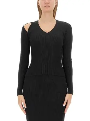 Alexander McQueen Cut Out Knit Top - Black