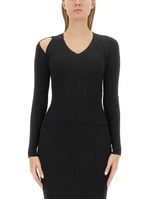 Alexander McQueen Cut Out Knit Top - Black