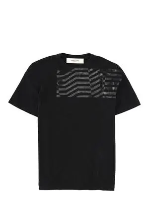 GOLDEN GOOSE Flag Print Cotton T-shirt - Black