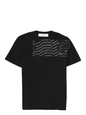 GOLDEN GOOSE Flag Print Cotton T-shirt - Black