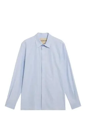 Valentino Garavani Light Fil-ã -fil Cotton Shirt With Vlogo Embroidery - Blue