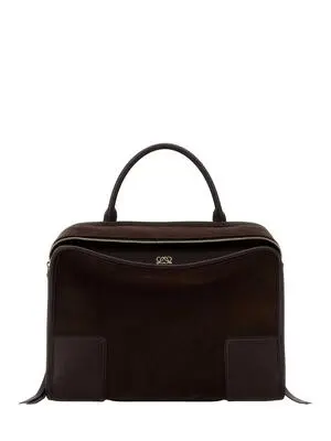 Loewe Dark Browns Suede Amazona 180 Shopping Bag - Brown