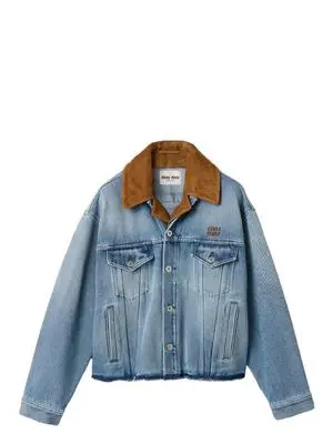 Miu Miu Denim And Leather Blouson Jacket - Multicolor