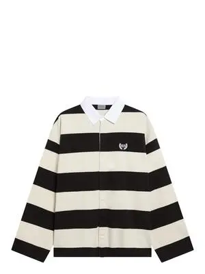 Balenciaga Striped Jersey Polo Shirt In Cotton - Brown