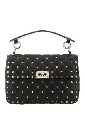 Valentino Garavani Nappa Leather Medium Rockstud Spike Handbag - Black