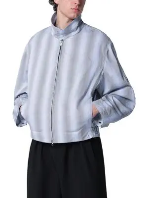 Dries Van Noten Textured Striped Zip Jacket - Blue