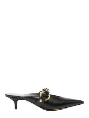 Balenciaga Leather Kitten Heel Mules - Black