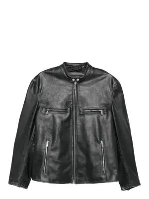 Dsquared2 Leather Zip Fastening Jacket - Black