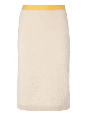 Fendi Cotton And Silk Midi Skirt - Yellow