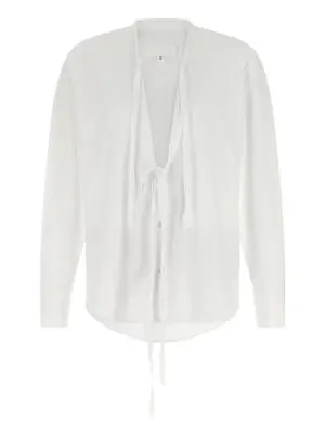 MAISON MARGIELA Raw Cut Hem Shirt - White