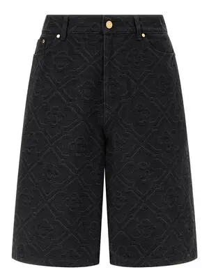 Casablanca Laser Monogram Denim Bermuda Shorts - Black