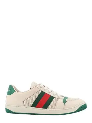 Gucci Screener Mesh And Leather Sneakers With Nastro Web On The Side - Multicolor