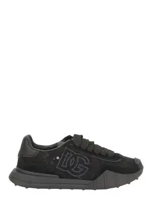 Dolce & Gabbana Leather And Lace Sneakers - Black