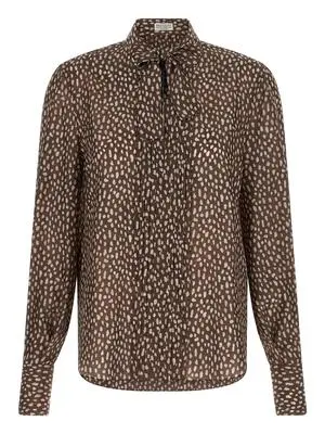 Brunello Cucinelli Lavallière Collar Shirt - Brown