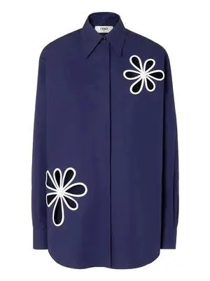 Fendi Cotton Poplin Long Sleeve Shirt - Blue