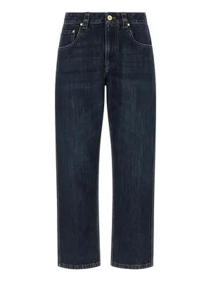 Brunello Cucinelli Shiny Bartack' Jeans - Blue