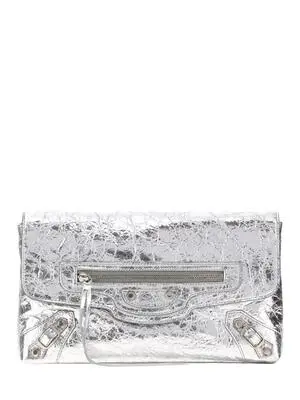 Balenciaga Leather Le City Clutch - Silver