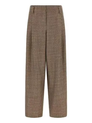 Brunello Cucinelli Prince Of Wales Lamé Trousers - Brown