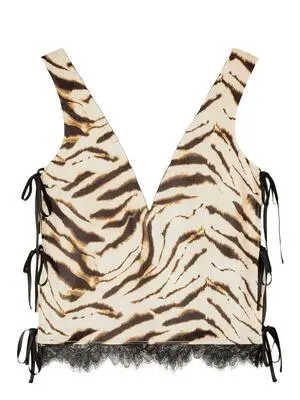 GANNI Zevra Print V-necked Top - Multicolor