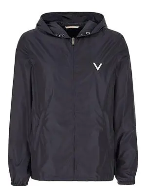 Valentino Garavani Logo Hooded Windbreaker Jacket - Multicolor