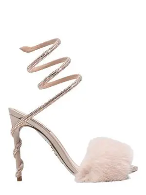 Rene Caovilla Furry Heel Sandals - Multicolor