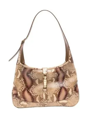 Gucci GUCCI Python Effect Shoulder Bag Cream