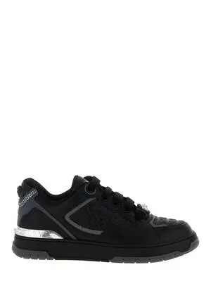 Versace Biggie Basket Leather Sneakers - Black