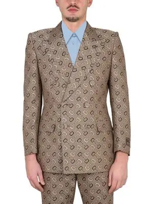 Gucci Maxi Clamp Pattern Cotton Jacket - Neutrals