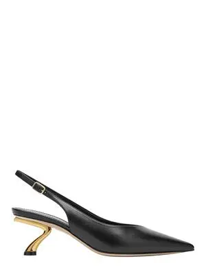 FERRAGAMO Slingback With Sculptural S Heel - Black