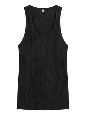 TOTEME Crinkled Cotton Tank Top - Black