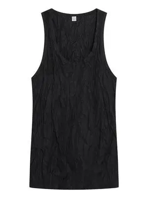 TOTEME Crinkled Cotton Tank Top - Black