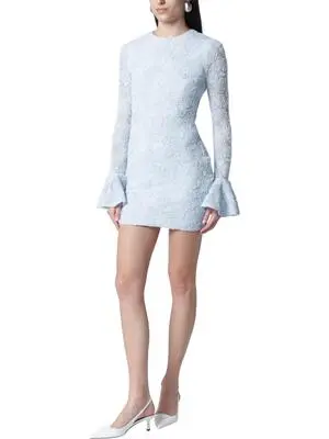 ROTATE BY BIRGER CHRISTENSEN ROTATE Light Ruffled Mesh Mini Dress Blue