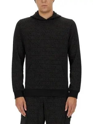 Moschino All-over Logo Hooded Sweatshirt - Black