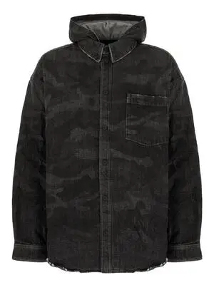 Balenciaga BALENCIAGA Camouflage Denim Hooded Shacket Multicolor
