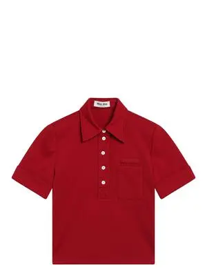 Miu Miu MIU MIU Ruby Technical Jersey Polo Red