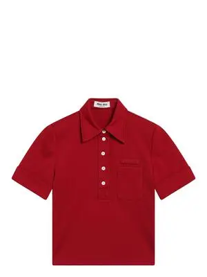 Miu Miu Ruby Technical Jersey Polo - Red