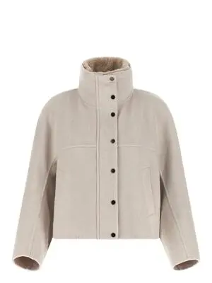 Brunello Cucinelli Virgin Wool & Cashmere Blend Cropped Coat - Gray
