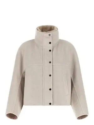 Brunello Cucinelli Virgin Wool & Cashmere Blend Cropped Coat - Gray